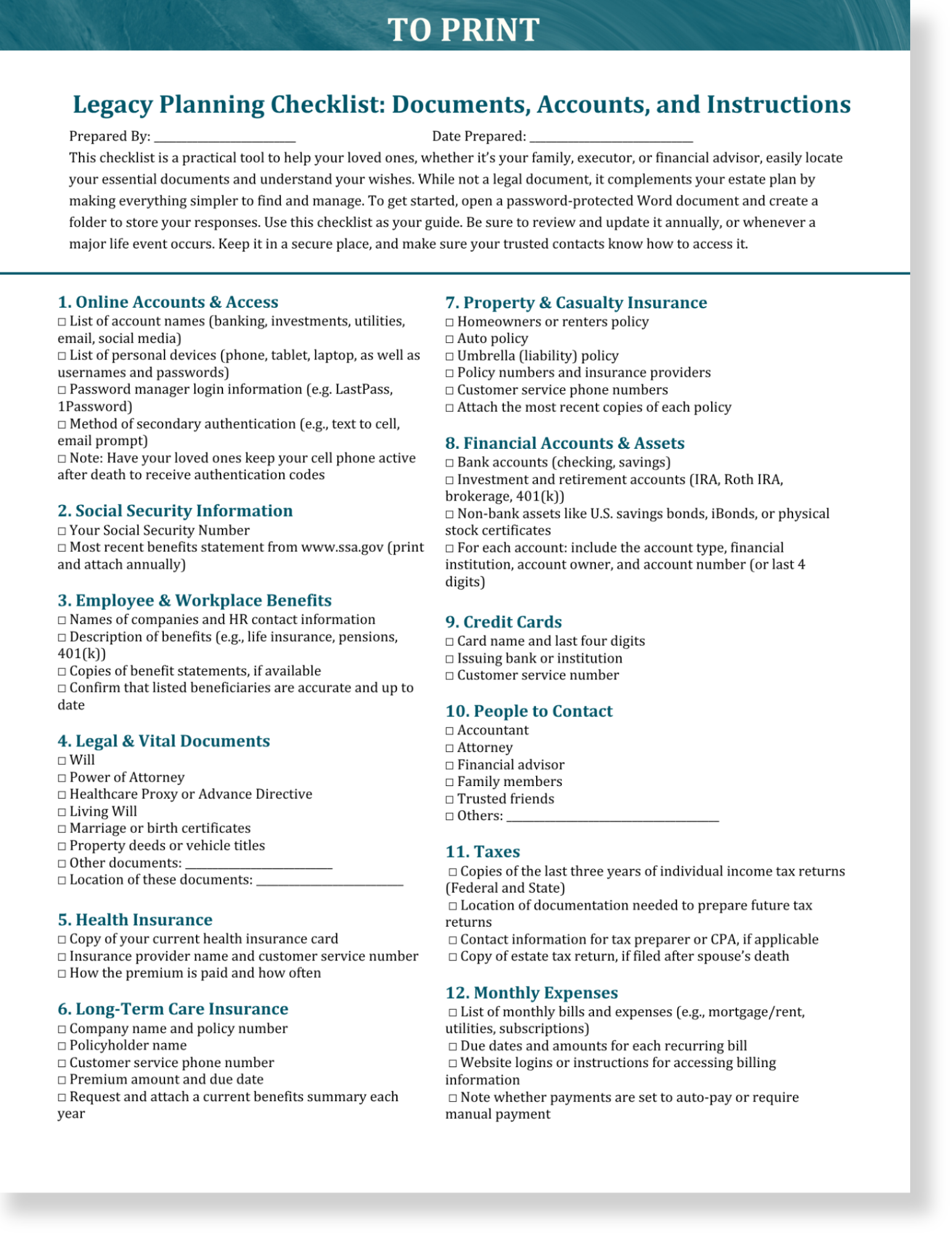 Because I Love You: A Legacy Planning Companion